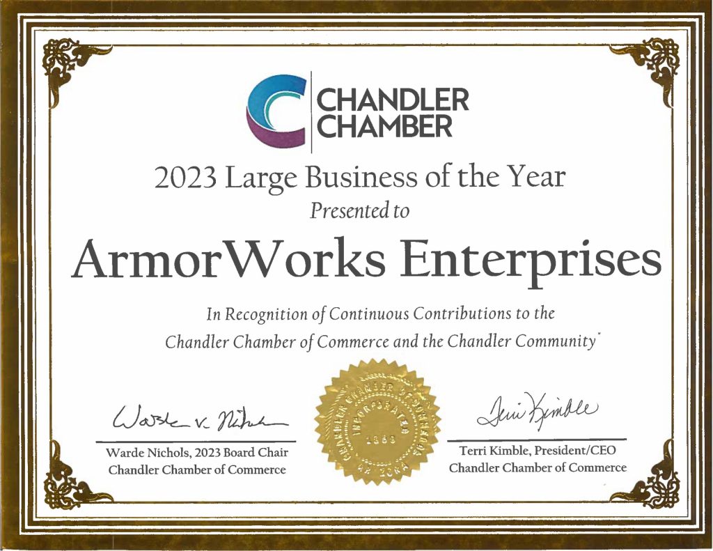 ArmorWorks Selected as Chandler’s Large Business of the Year 2023 ...